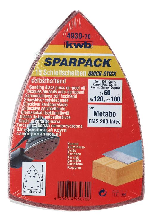 KWB 49493070 Quick-Stick delta brusni papir 12/1 | drvo-metal, 100x147, alu-oksid