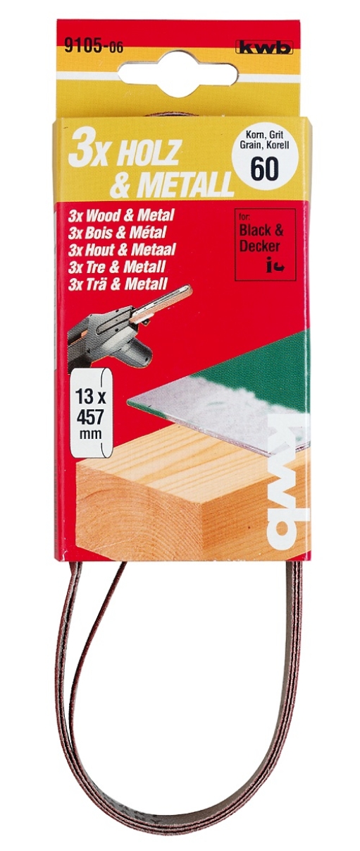 KWB 49910506 Trakasti brusni papir za drvo-metal, alu-oksid 13 x 457 mm, 3/1, GR 60