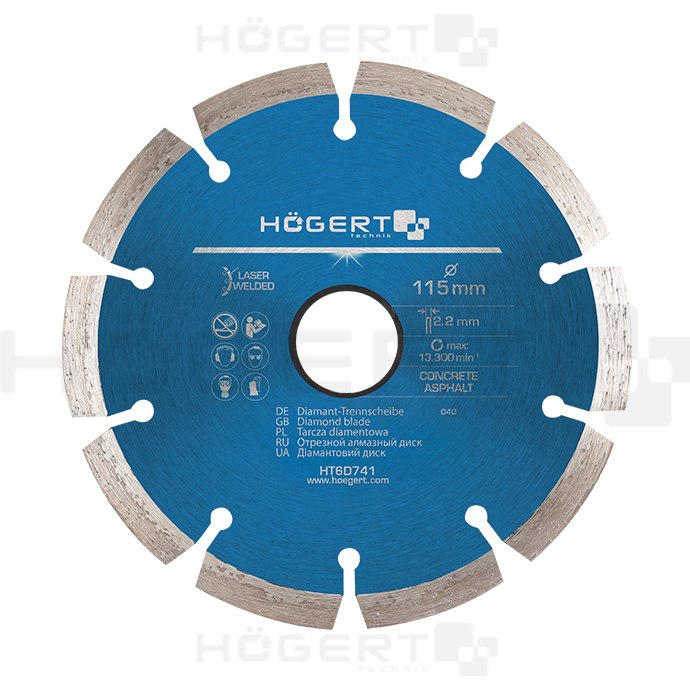 Hogert HT6D741 rezni segmentirani dijamntni disk, 115 mm, laserski varen