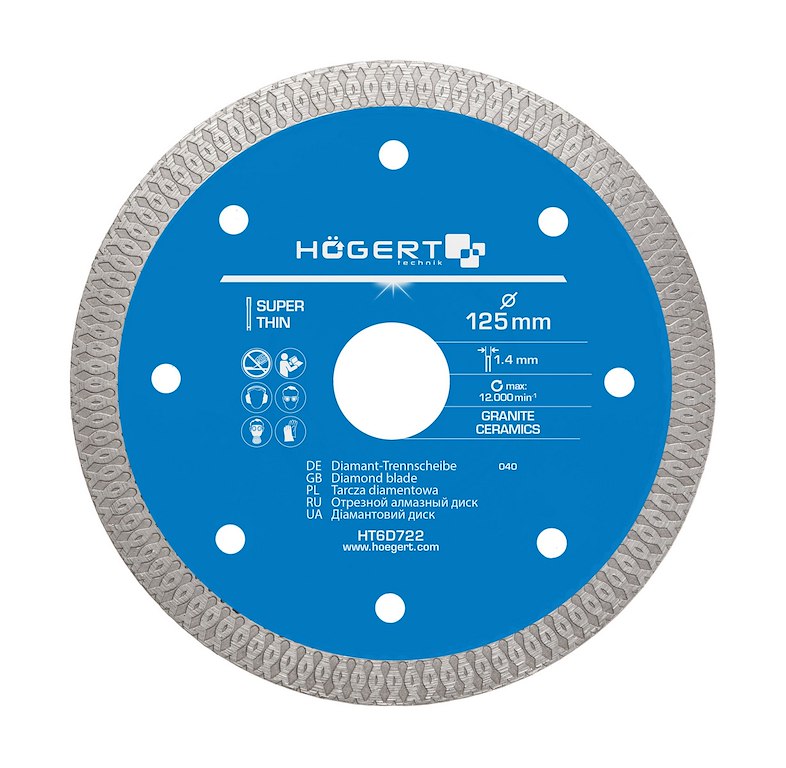 Hogert HT6D722 rezni dijamantni disk 125 mm, za rezanje keramike