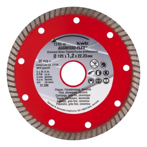 KWB 49724540 Aggresso-Flex Diamant rezni disk 125x22, 1mm,za kamen/granit/mermer/keramiku, Energy Saving