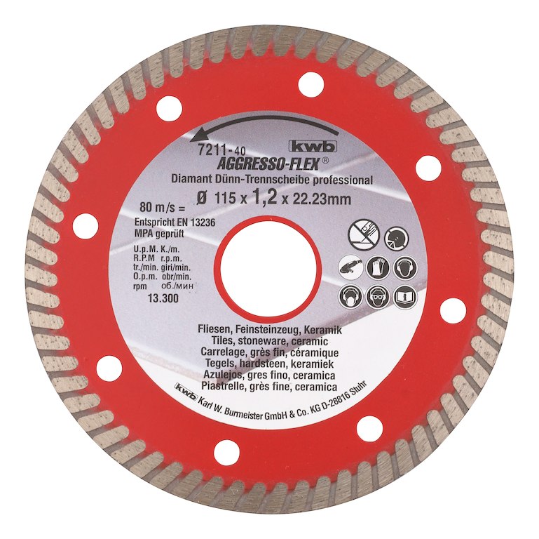 KWB 49721140 Aggresso-Flex Diamant rezni disk 115x22, 1mm, za kamen/granit/mermer/keramiku, Energy Saving