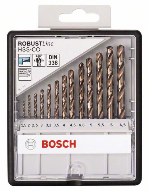 13-delni Robust Line set burgija za metal HSS-Co Bosch 2607019926, 1,5; 2; 2,5; 3; 3,2; 3,5; 4; 4,5; 4,8; 5; 5,5; 6; 6,5 mm