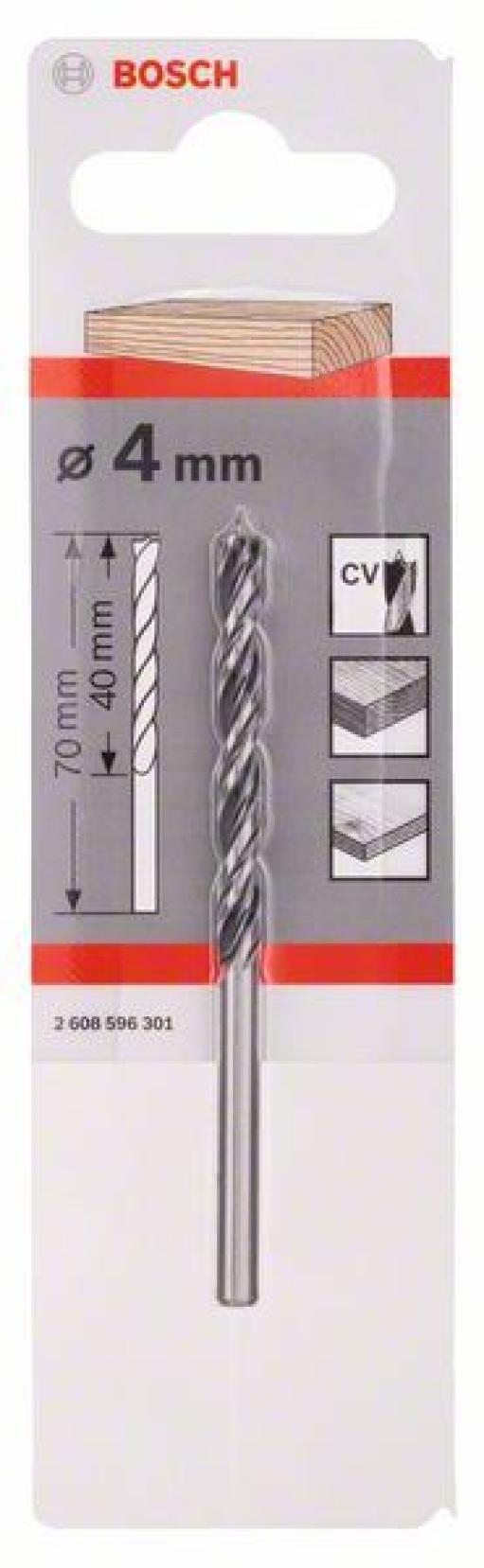 Spiralna burgija za drvo standard Bosch 2608596301, 4 x 43 x 75 mm, d 4 mm