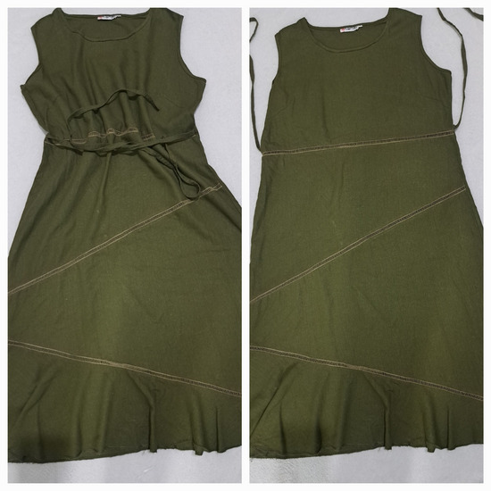 Lanena zelena haljina L