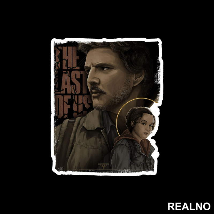 ELLIE AND JOEL - DRAWING - LOGO - THE LAST OF US - NALEPNICA