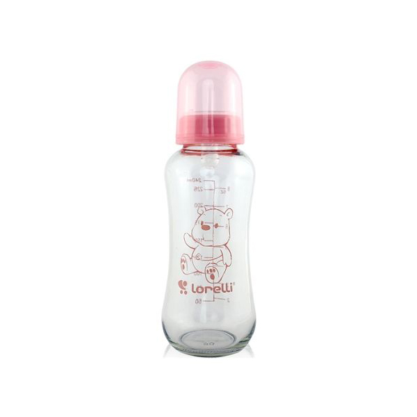 Lorelli Staklena flašica za bebe 240ml 6m+ Blush Pink 10200620003