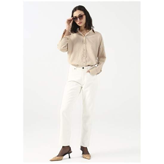 Factory White Straight Women's Denim Trousers TARO