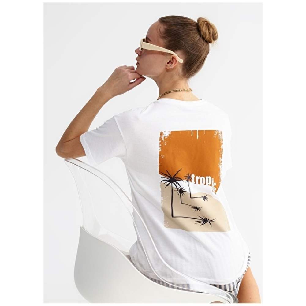 Factory Crew Neck Printed White Women's T-Shirt SETTIMO