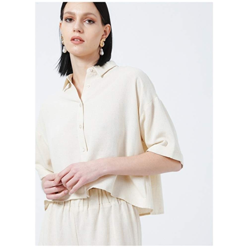 Factory Beige Women's Linen Blended Shirt MONDORF