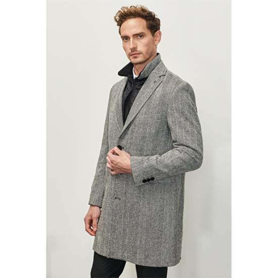 Mono Collar Knitted Pull-out Vest Wool Cachet Coat