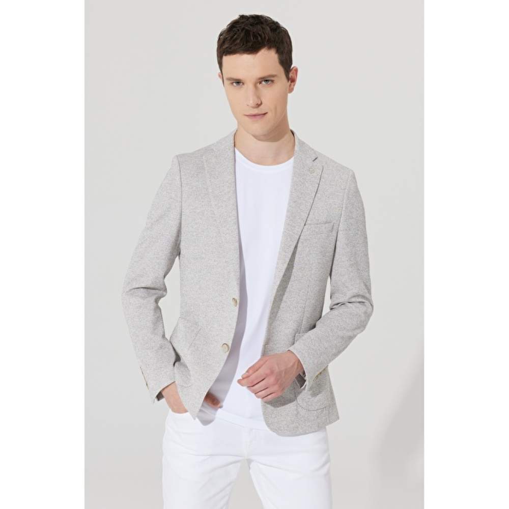 Slim Fit Slim Fit Mono Collar Patterned Jacket