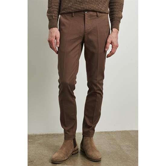 Altınyıldız Classics Normal Waist Skinny Leg Slim Fit Camel Hair Men's Trousers 4A0123100022