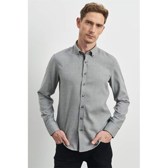 Altınyıldız Classics Slim Fit Light Gray Men's Shirt 4A2023100021