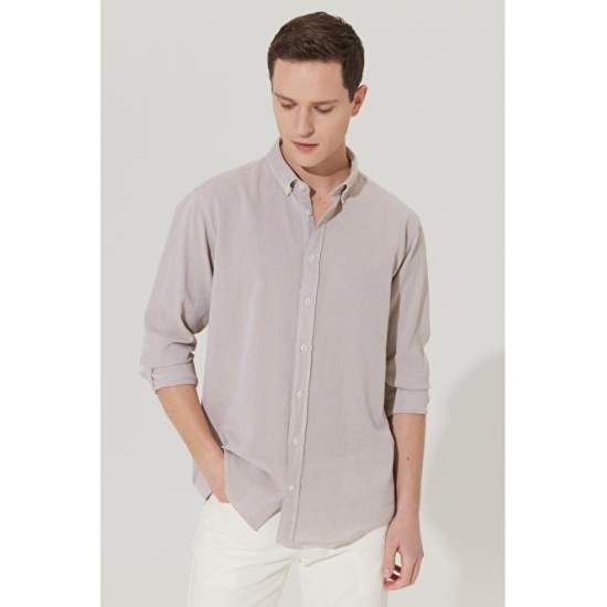 4A2023200020 Slim Fit Slim Fit Buttoned Collar Cotton Dobby Shirt