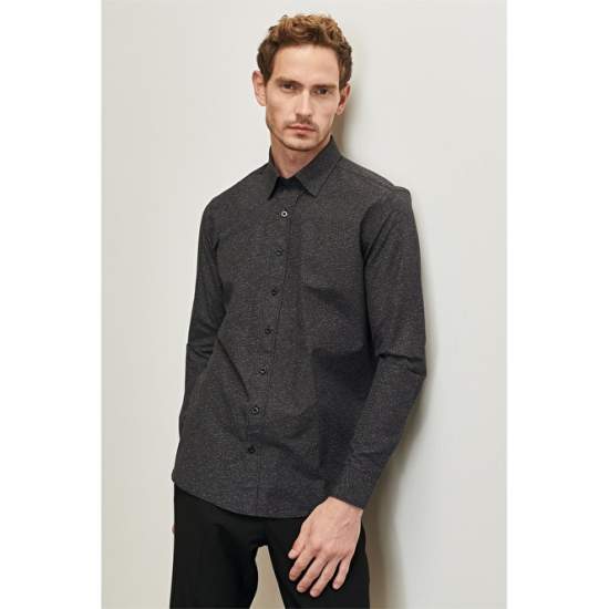 Altınyıldız Classics Buttoned Collar Black Men's Shirt 4A2023100019