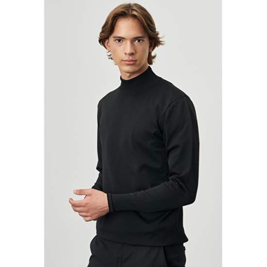 Altınyıldız Classics Half Turtleneck Black Men's Sweater 4A4923100507