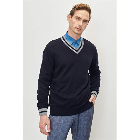 Standard Fit Normal Cut V Neck Knitwear