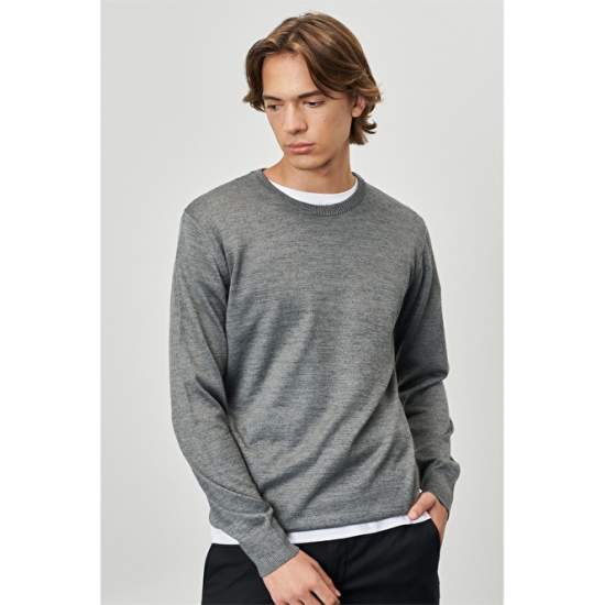 Standard Fit Crew Neck Wool Casual Knitwear Sweater
