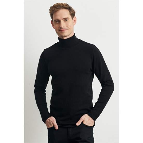 Standard Fit Full Turtleneck Cotton Knitwear