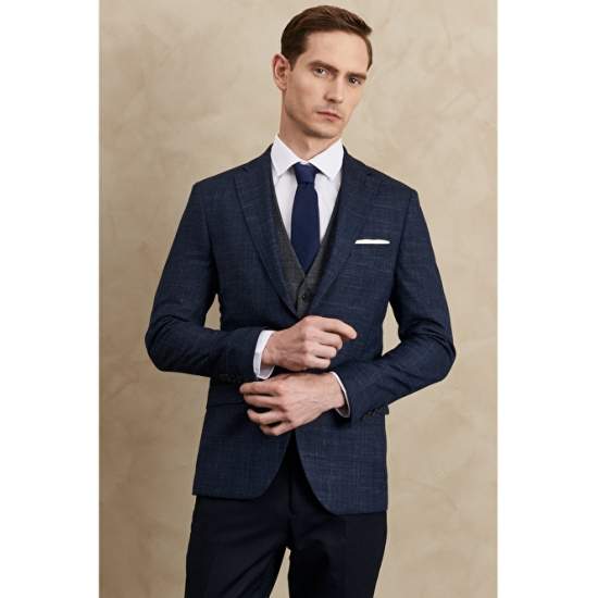 Altınyıldız Classics Normal Waist Slim Fit Navy Blue Men's Vest Suit 4A3123100002