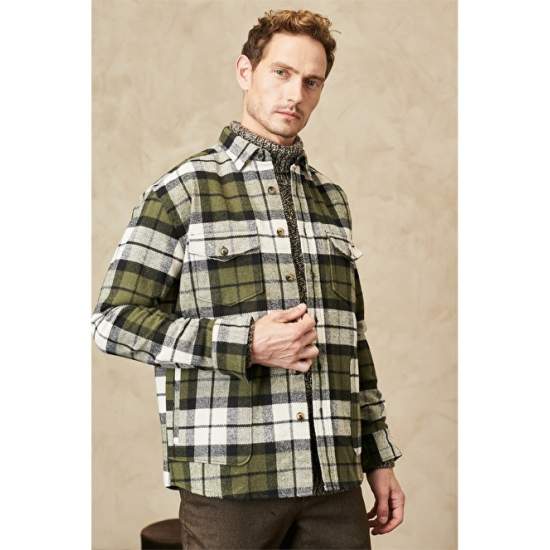 Oversize Fit Buttoned Collar Plaid Lumberjack Shirt Jacket