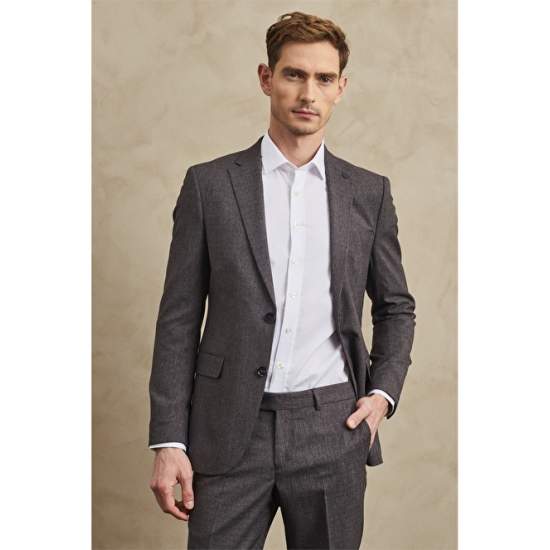 Slim Fit Slim Fit Mono Collar Patterned Suit