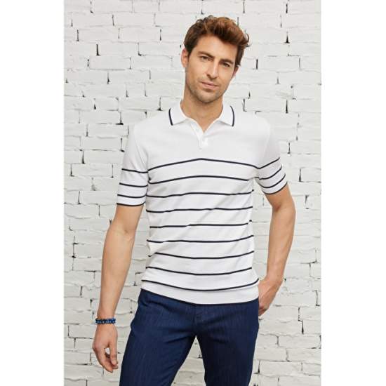 Standard Fit Regular Cut Polo Collar 100 Cotton Short Sleeve Knitwear