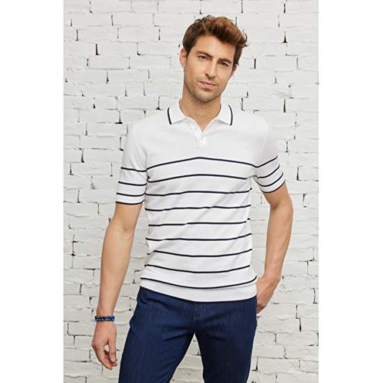 Standard Fit Regular Cut Polo Collar 100 Cotton Short Sleeve Knitwear