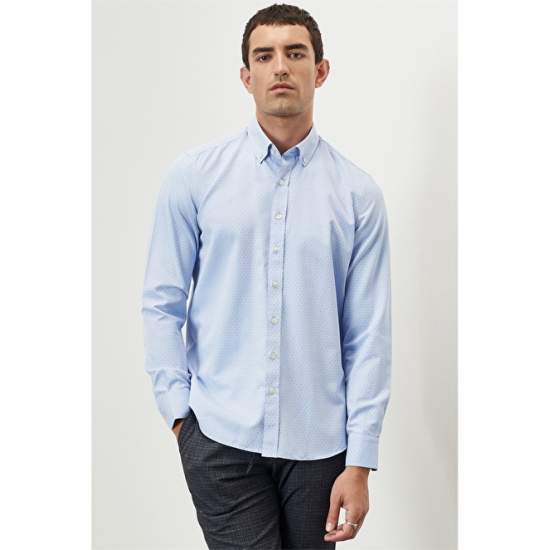 Slim Fit Slim Fit Buttoned Collar Dobby Shirt