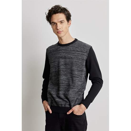 Recycle Standard Fit Crew Neck Patterned Knitwear