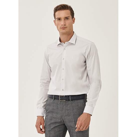 Easy-to-Iron Slim Fit Classic Collar Cotton Shirt