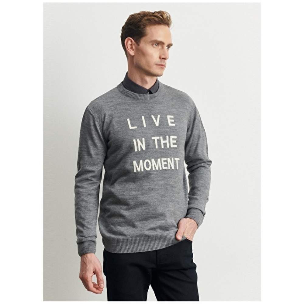 Altınyıldız Classics Crew Neck Gray Men's Sweater 4A4923100036