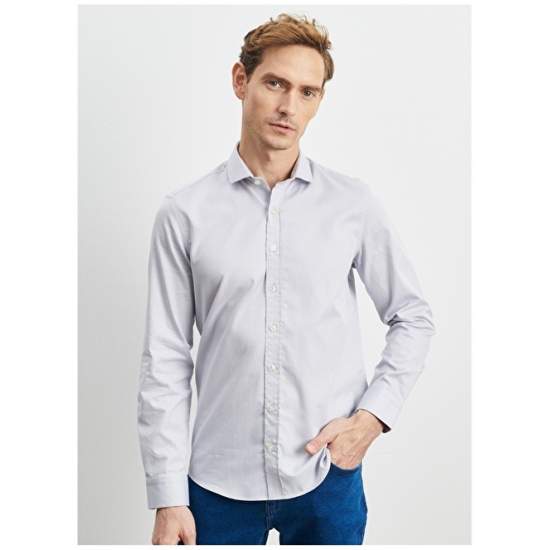 Altınyıldız Classics Italian Collar Slim Fit Gray Men's Shirt 4A2023100054