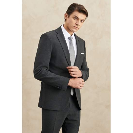 Altınyıldız Classics Normal Waist Slim Fit Anthracite Men's Suit 4A3023100005