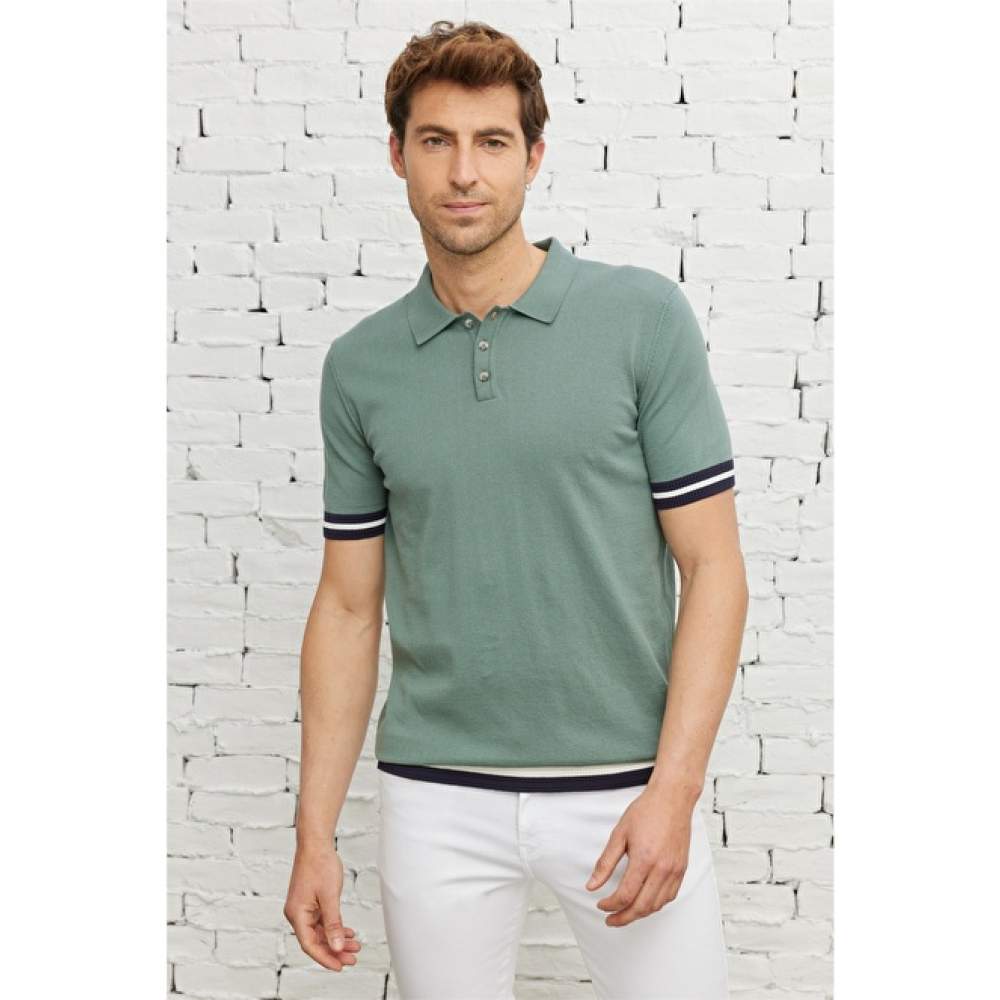 4A4923200023 Standard Fit Normal Cut Polo Collar 100 Cotton Short Sleeve Knitwear