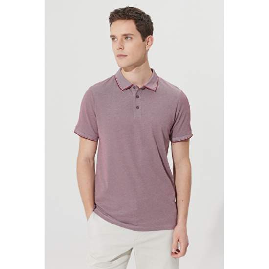 4A4820200047 Buttoned Polo Collar No Pocket Slim Fit Slim Fit Straight T-Shirt