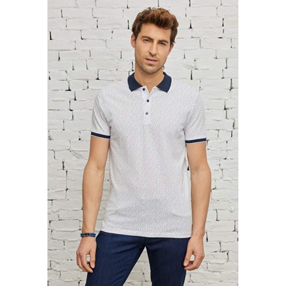 Slim Fit Polo Neck 100 Cotton Printed T-Shirt