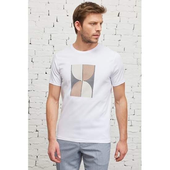 Slim Fit Crew Neck Short Sleeve Printed T-Shirt