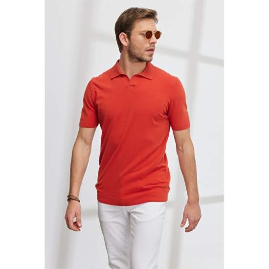 4A4923200017 Standard Fit Regular Cut Polo Neck Short Sleeve Patterned Knitwear