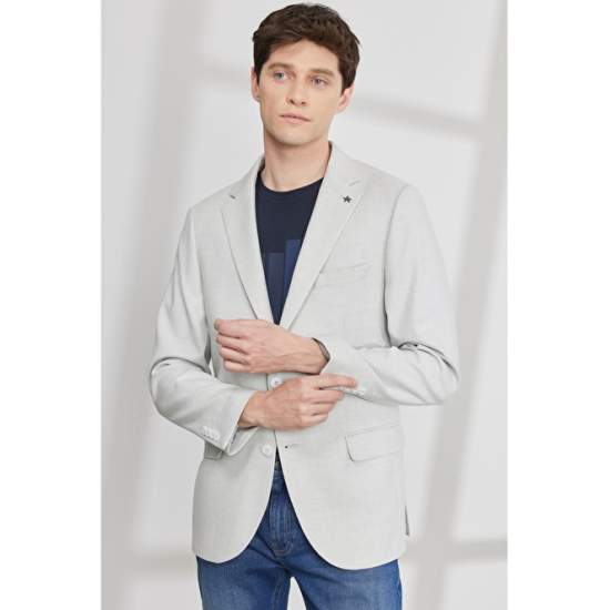 Slim Fit Slim Fit Mono Collar Dobby Jacket