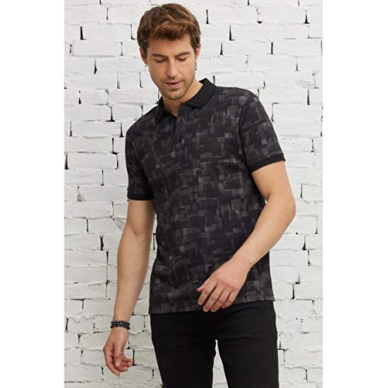 Slim Fit Polo Neck Cotton Printed T-Shirt