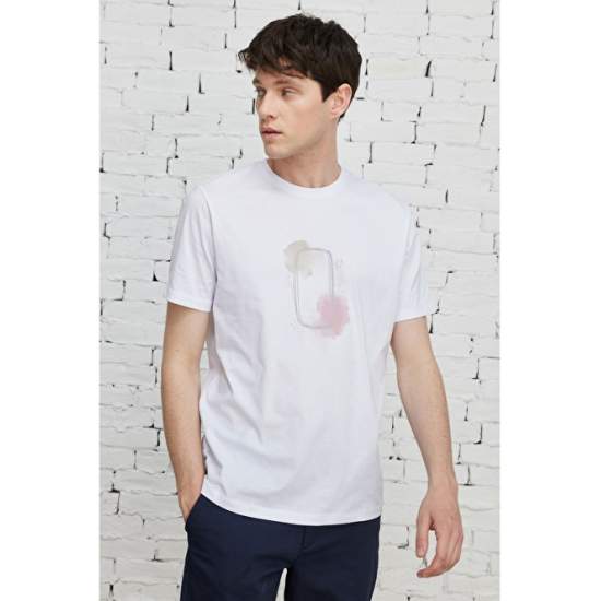 Slim Fit Crew Neck 100 Cotton Front Printed T-Shirt