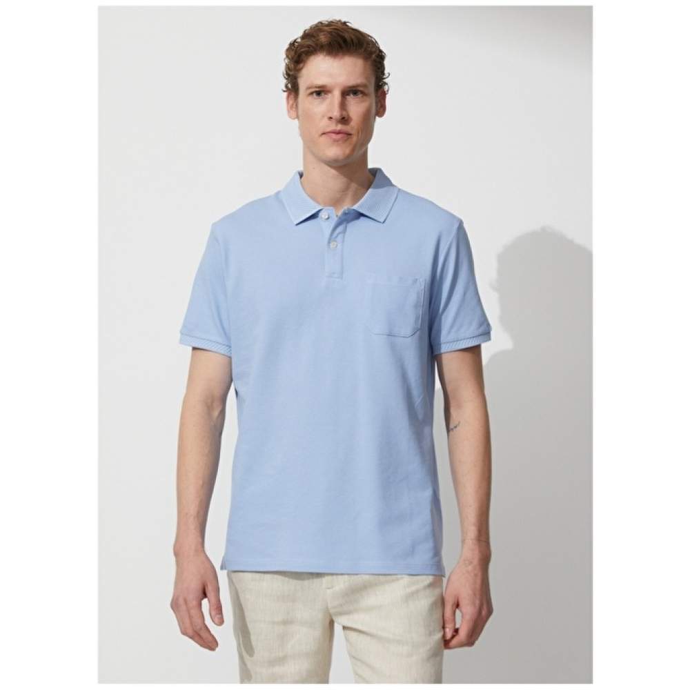 Altınyıldız Classics Polo Neck Light Blue Men's T-Shirt 4A9000000002