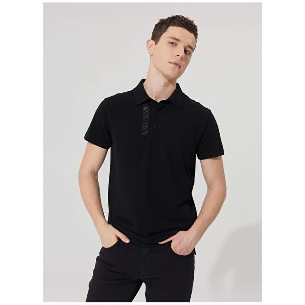 Altınyıldız Classics Polo Neck Black Men's T-Shirt 4A482320002