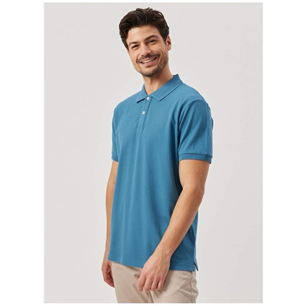 Altınyıldız Classics Polo Neck Sky Blue Men's T-Shirt 4A9000000001