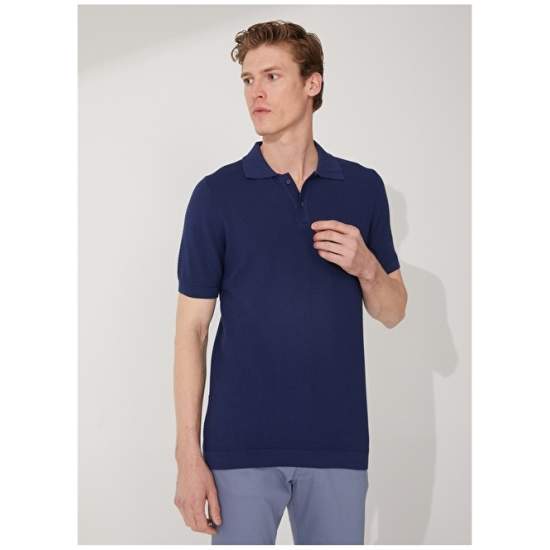 Altınyıldız Classics Polo Neck Navy Blue Men's T-Shirt 4A4923200007