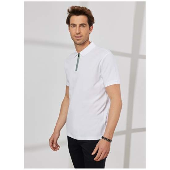 Altınyıldız Classics Polo Neck White Men's T-Shirt 4A4823200060