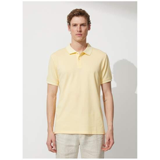 Altınyıldız Classics Polo Collar Yellow - White Men's T-Shirt 4A9000000003