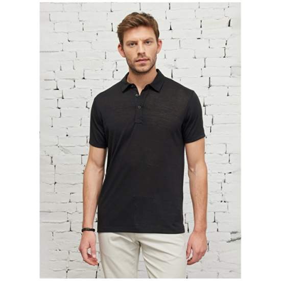 Altınyıldız Classics Polo Neck Black Men's T-Shirt 4A4823200049